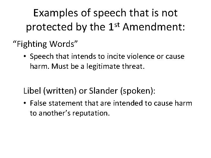 Bill of Rights First Amendment Notes Bill of