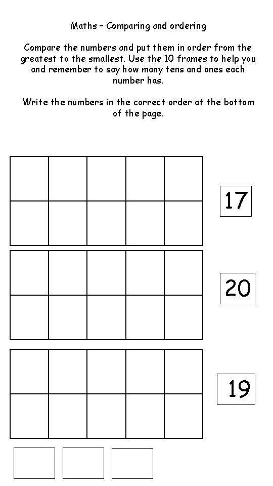 Maths Comparing numbers to 20 Are there more