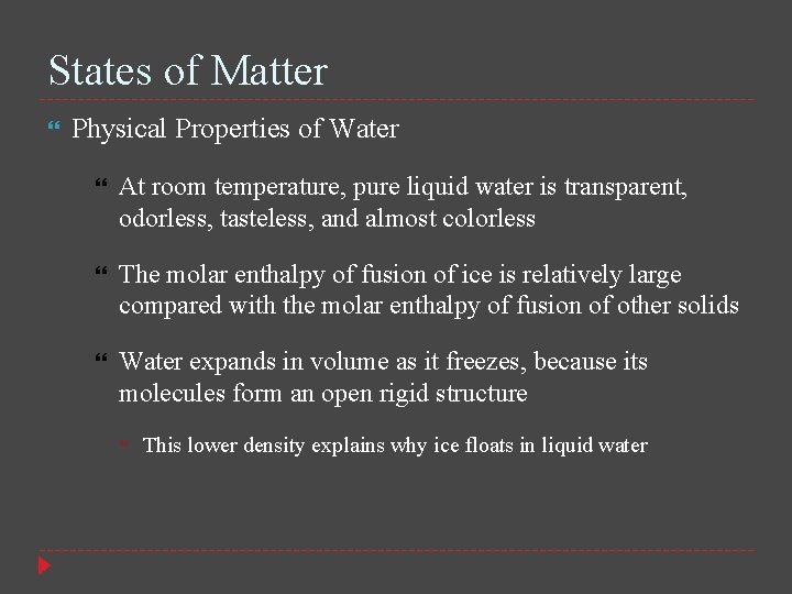 States of Matter Water States of Matter Objectives