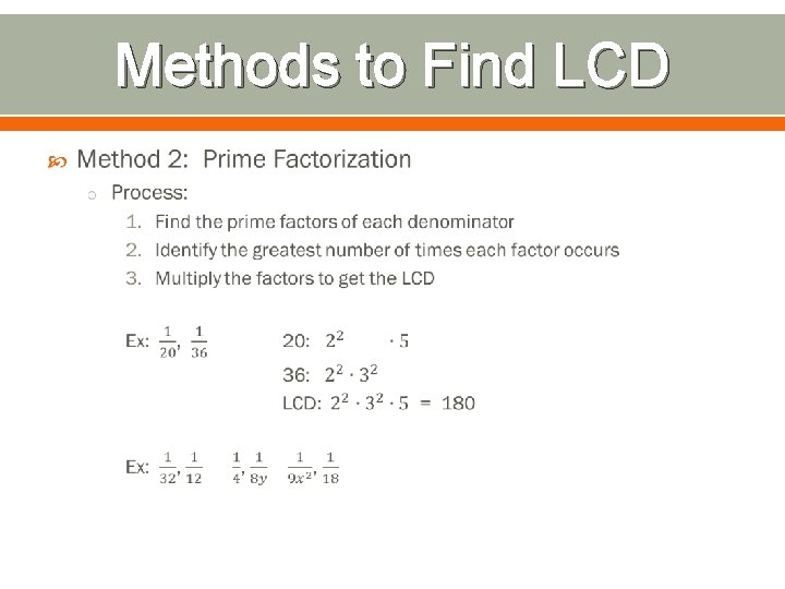 Add Subtract Fractions Topics Covered Least Common Multiple