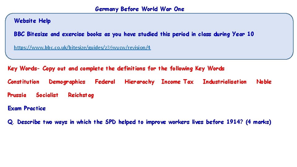 Germany Before World War One Website Help BBC