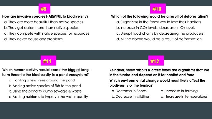 BIODIVERSITY HUMAN IMPACT Power Point Notes Practice Qs