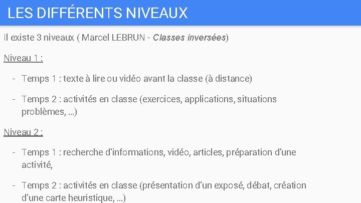 LA CLASSE INVERSE Vendredi 06 Octobre 2017 PRSENTATION