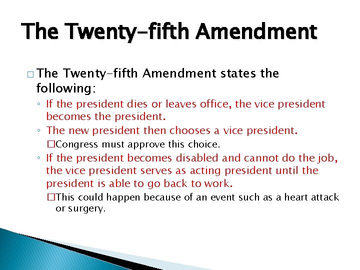 Chapter 6 The Executive Branch Lesson 1 The