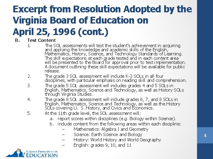 Attachment B Discussion of Virginias Assessment Program Virginia