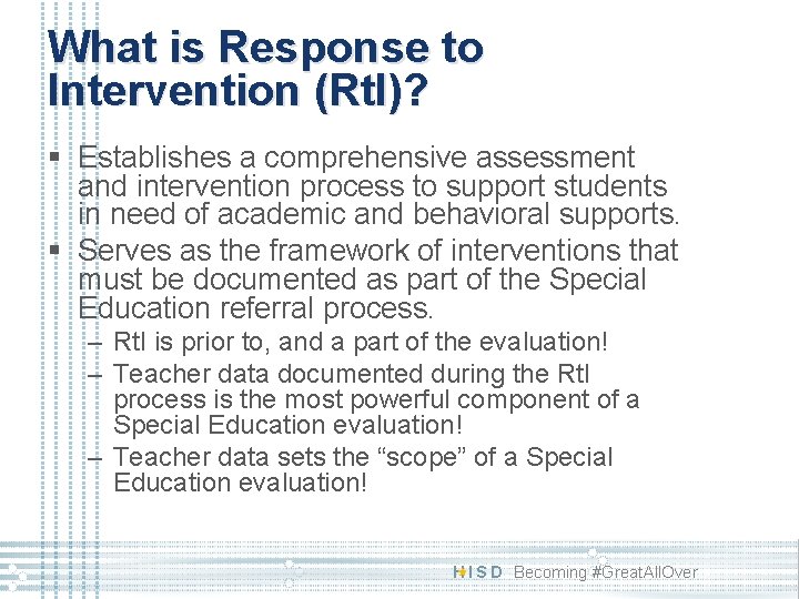 Understanding the intervention process Establishing Special Education ...