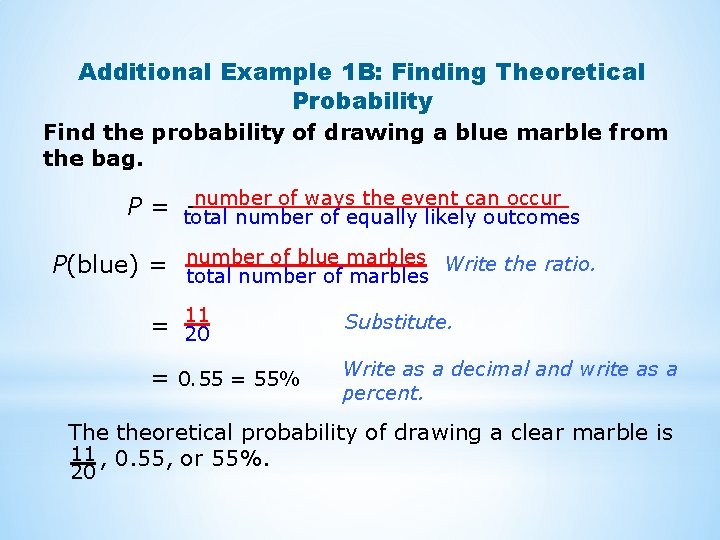 Theoretical Probability 10 4 Vocabulary Theoretical probability used