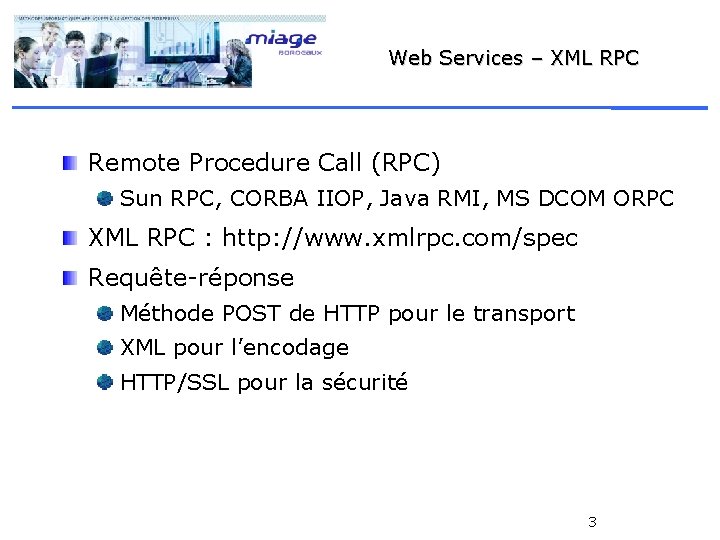 Les technologies XML Cours 8 Les Web Services