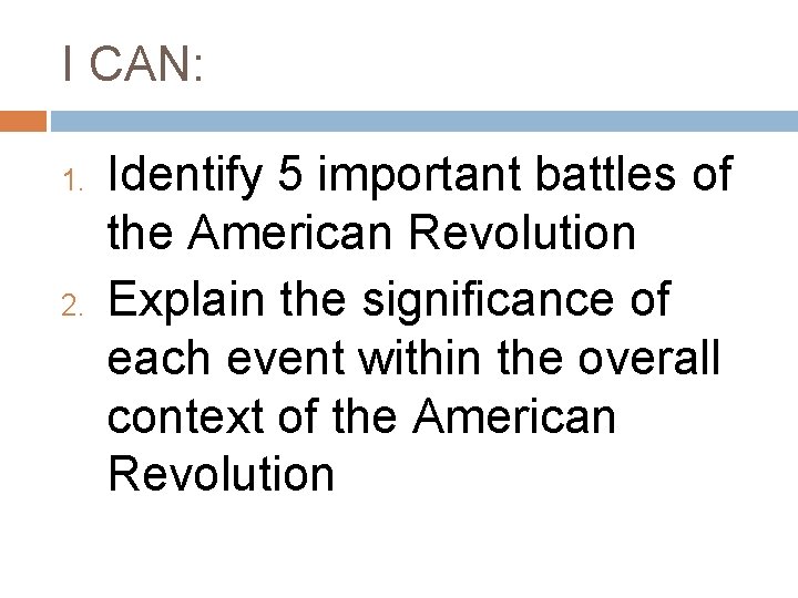 BATTLES OF THE AMERICAN REVOLUTION Social Studies Survey