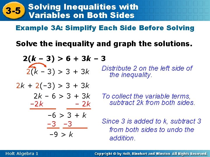 Inequalities with 3 5 Solving Variables on Both