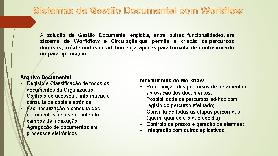 Sistemas de gesto documental com workflow Trabalho realizado