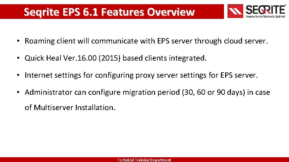 Designed By Technical Training Department Presentation Agenda Overview