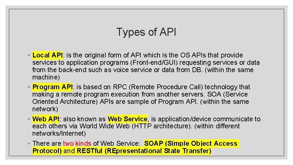 APPLICATION PROGRAMMING INTERFACE API Hans Yip Learning Objectives