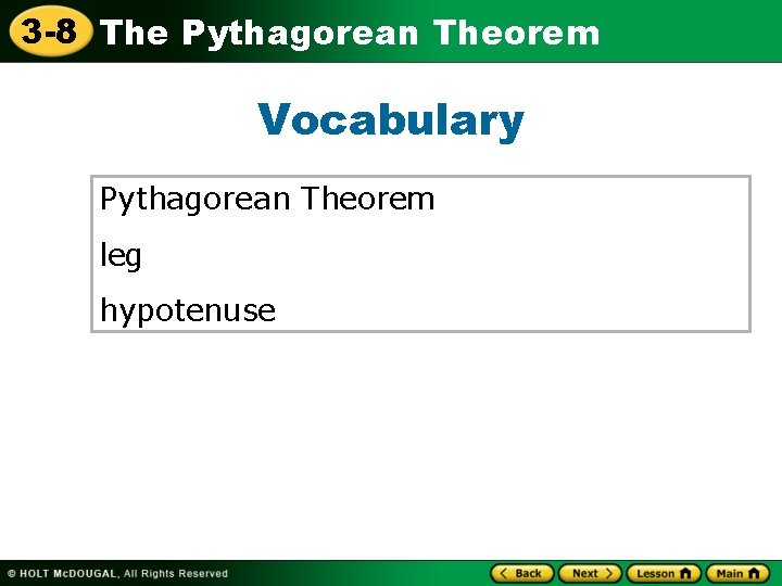 3 8 The Pythagorean Theorem Warm Up Problem