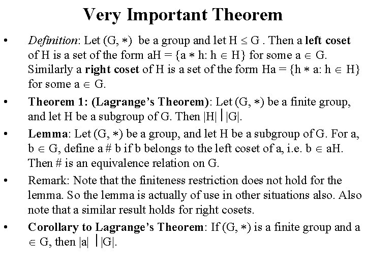 Order of an Element Definition Let G be