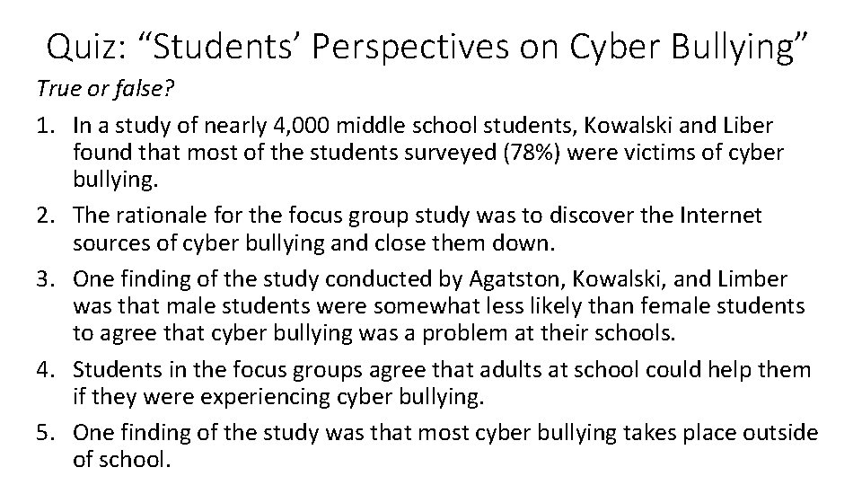 Bullying Activity 1 Quickwrite 1 Have you ever