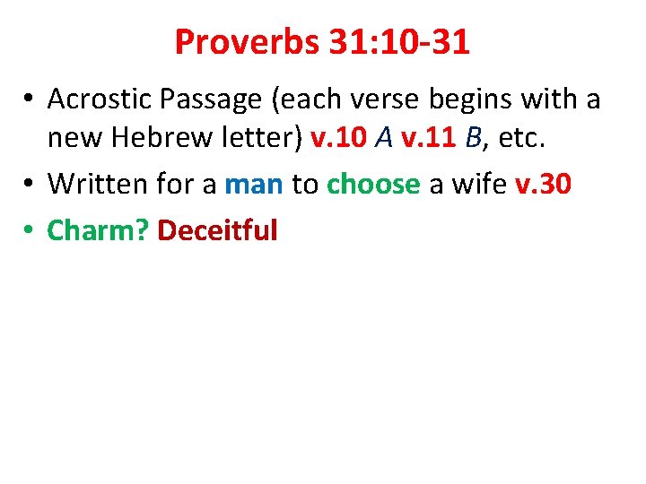 THE ABCS OF A GOOD FAMILY PROVERBS 31