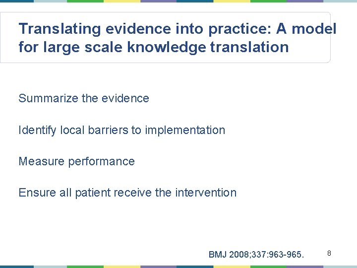 Translating Evidence into Practice Sean M Berenholtz MD