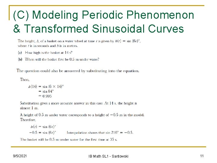 Lesson 47 Trigonometric Functions Periodic Phenomenon IB Math