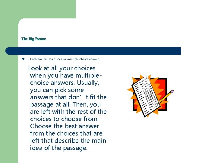 The Big Picture Reading Strategy Report By Hannah