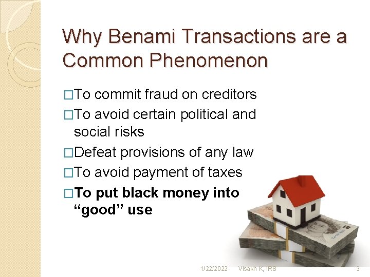 Prohibition of Benami Property Transactions Act 1988 The