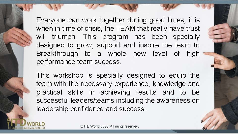 Remember teamwork begins by building trust And the