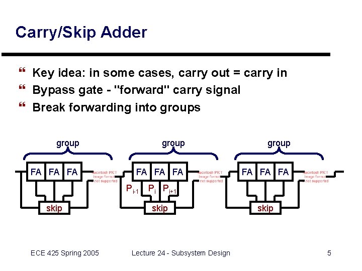 ECE 425 VLSI Circuit Design Lecture 24 Subsystem