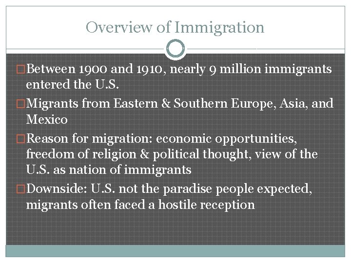 Labor Social Uprisings o Immigrant Labor o Industrial