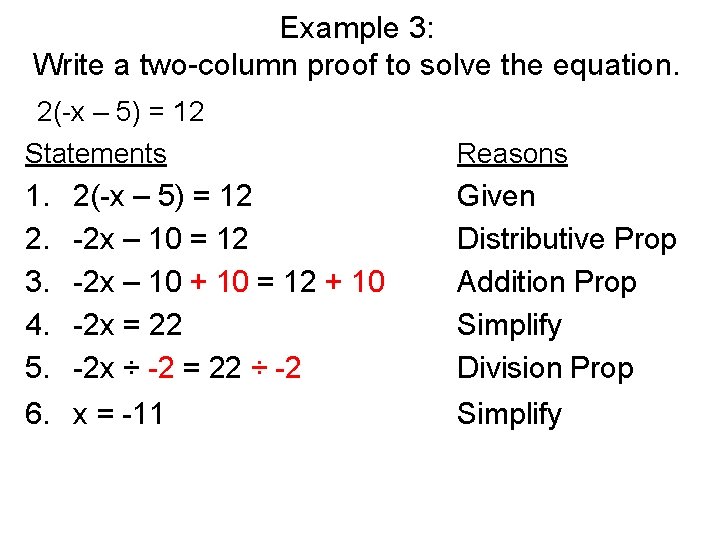 2 5 Reason Using Properties from Algebra Objective