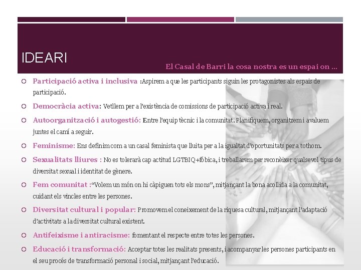 CASAL DE BARRI LA COSA NOSTRA PRESENTACI PROJECTE