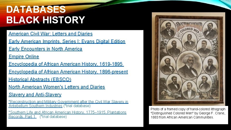 UNIVERSITY LIBRARY SYSTEM RESOURCES FOR BLACK HISTORY MONTH