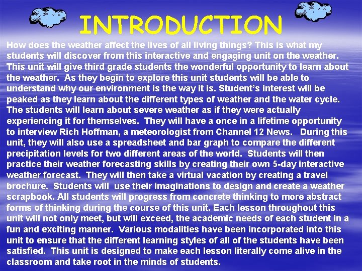 ALL ABOUT THE WEATHER Lauren Trimarchi EDU 521