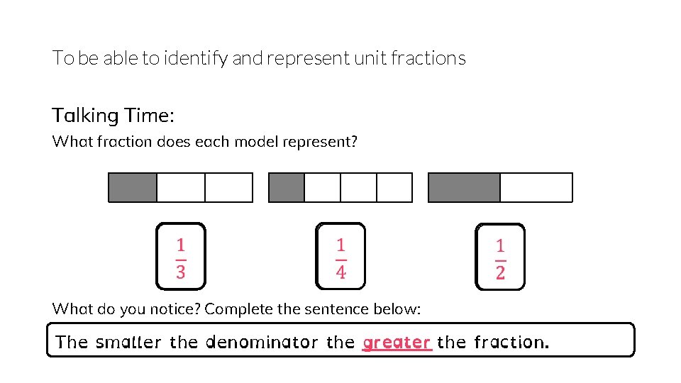 To be able to identify and represent unit