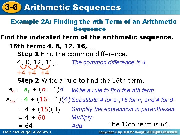 3 6 Arithmetic Sequences Objectives Recognize and extend