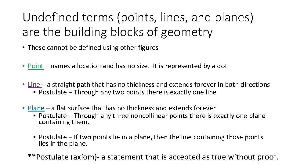 Geometry Day 2 Objective Chapter 1 Foundations of
