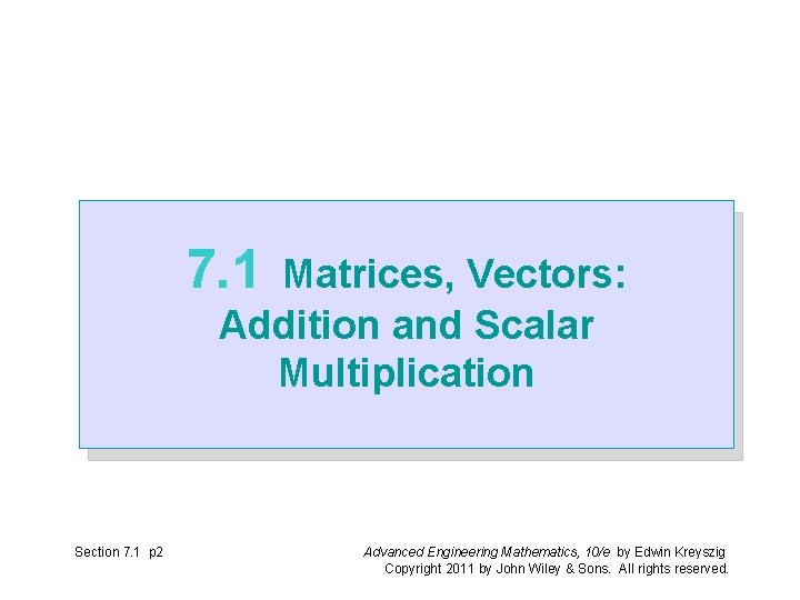 CHAPTER 7 Linear Algebra Matrices Vectors Determinants Linear