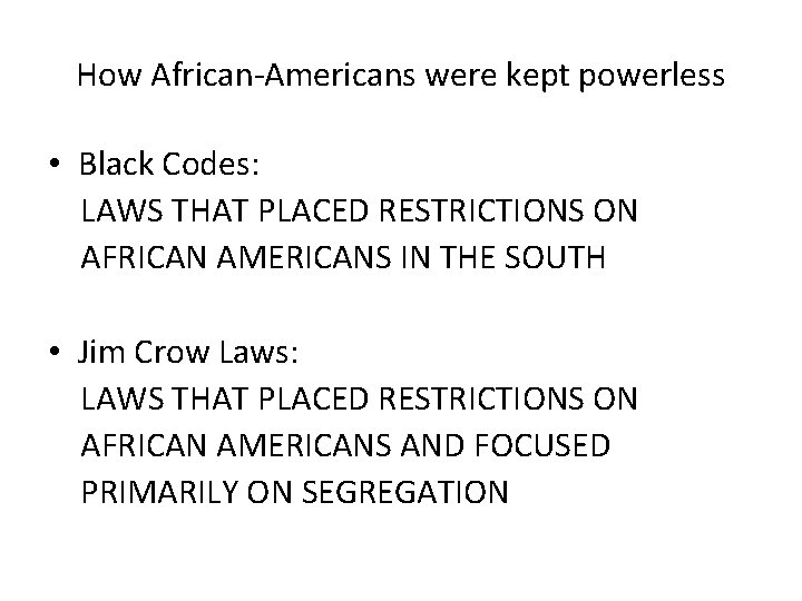 The Civil Rights Movement Unit Objectives Understanding the