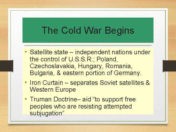 The Cold War Begins YALTA CONFERENCE 1945 FDR