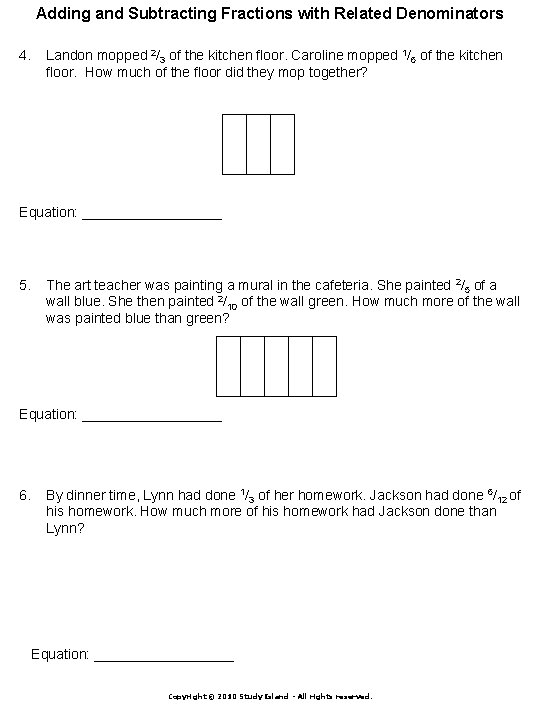 Adding and Subtracting Fractions with Like Denominators 1