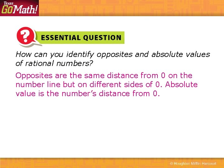 LESSON 2 2 Identifying Opposites and Absolute Value
