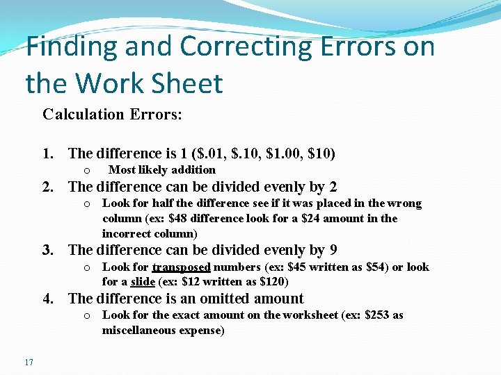 Chapter 6 Work Sheet for a Service Business