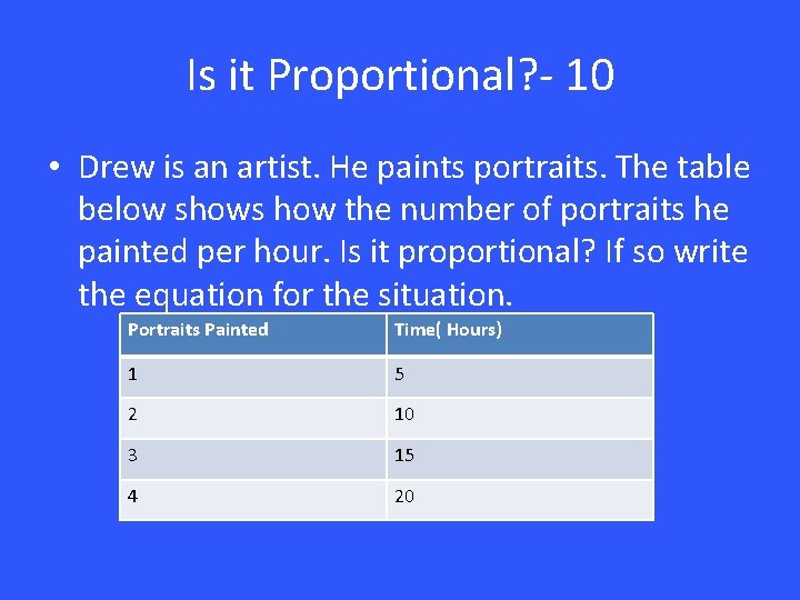 Ratios and Proportions Graphs Tables Is it proportional
