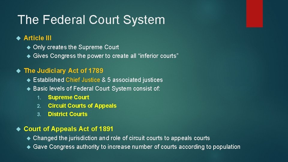 The U S Legal System The Judicial Branch