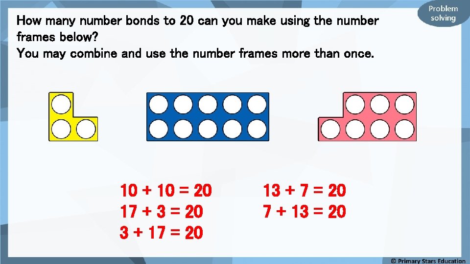 Addition Subtraction Add by counting on Number bonds