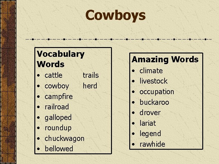 Why should we learn about cowboys Cowboys Vocabulary