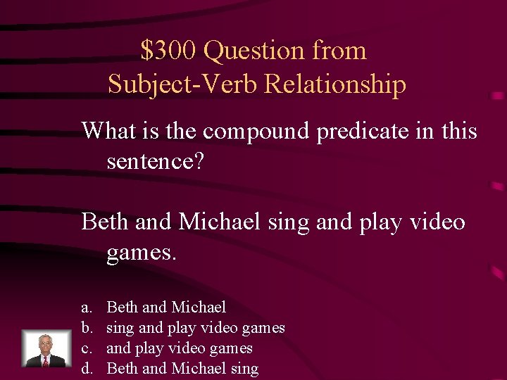 Jeopardy SubjectVerb Relationship Nouns Contractions Pronouns Mixed Review