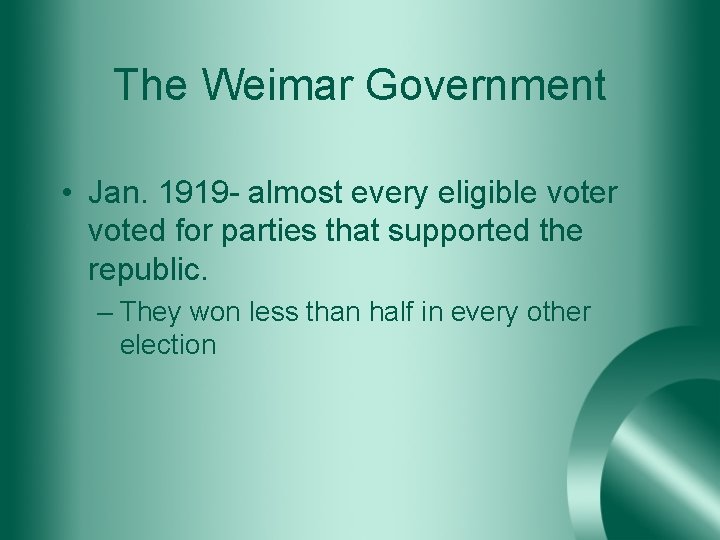 The Weimar Republic War and Revolution in Germany