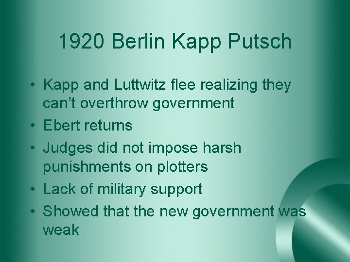 The Weimar Republic War and Revolution in Germany
