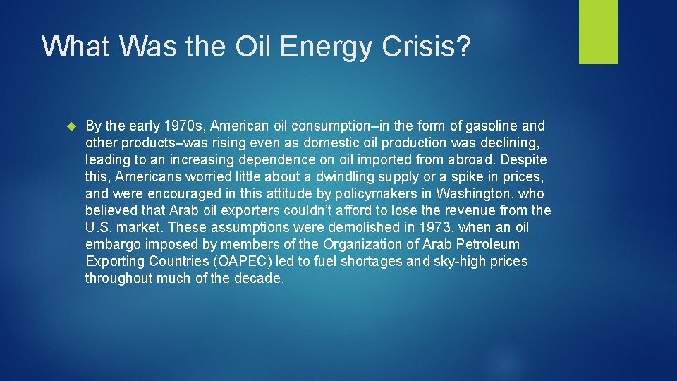 Oil Energy Crisis 1970 BY EMMANUEL HABASHY What