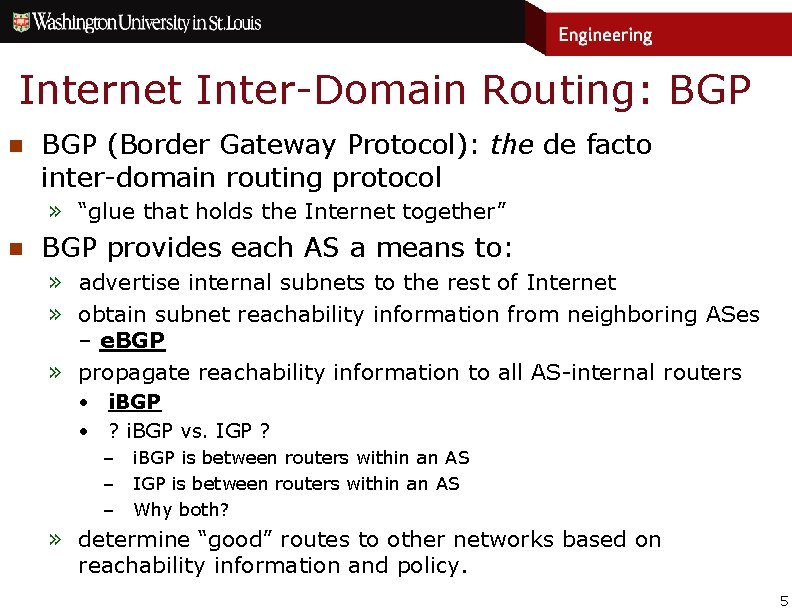 17 InterDomain Routing n n General Concepts BGP